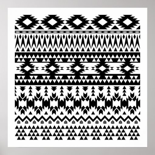 Black and White Aztec geometric vector pattern Poster | Zazzle