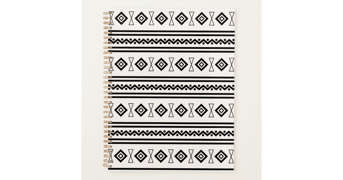 Black And White Aztec Planner | Zazzle
