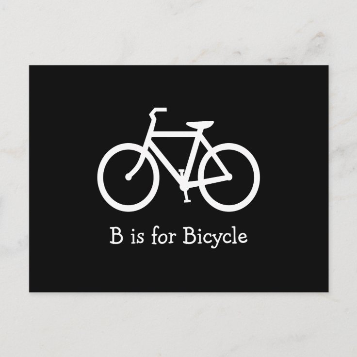 Black and White B is for Bicycle Postcard | Zazzle