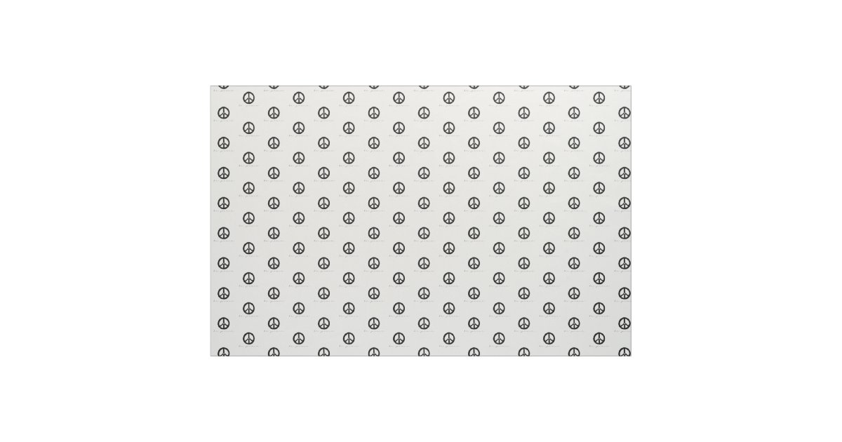 Black and White Be Peace Sign Fabric | Zazzle