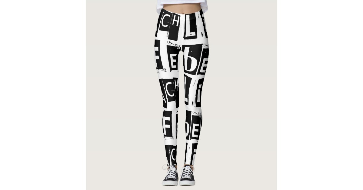 Black and White Beach Life Text Pattern Leggings | Zazzle