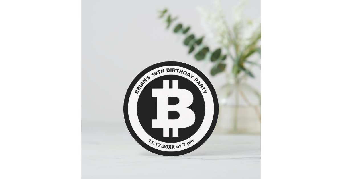 Black and White Bitcoin Symbol Custom Invitation | Zazzle