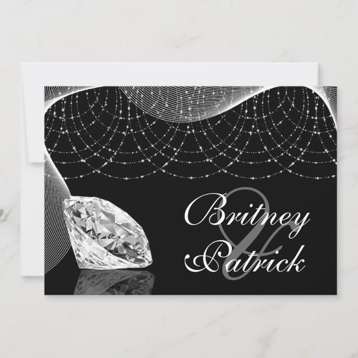 Black and White Bling Diamond Wedding Invitations | Zazzle.com