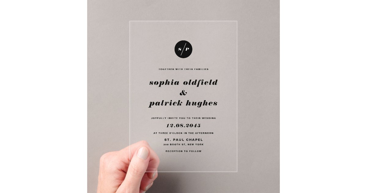 Black and White Bold Italic Typography Wedding Acrylic Invitations | Zazzle