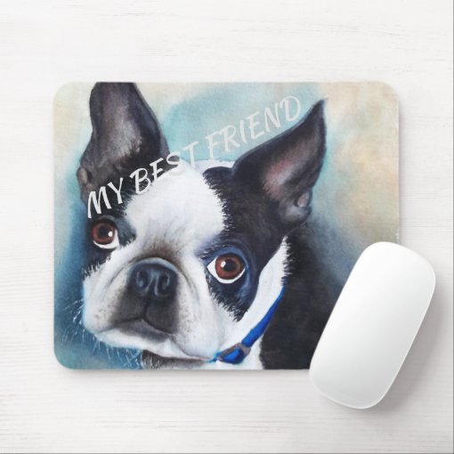 BLACK AND WHITE BOSTON TERRIER MOUSE PAD | Zazzle