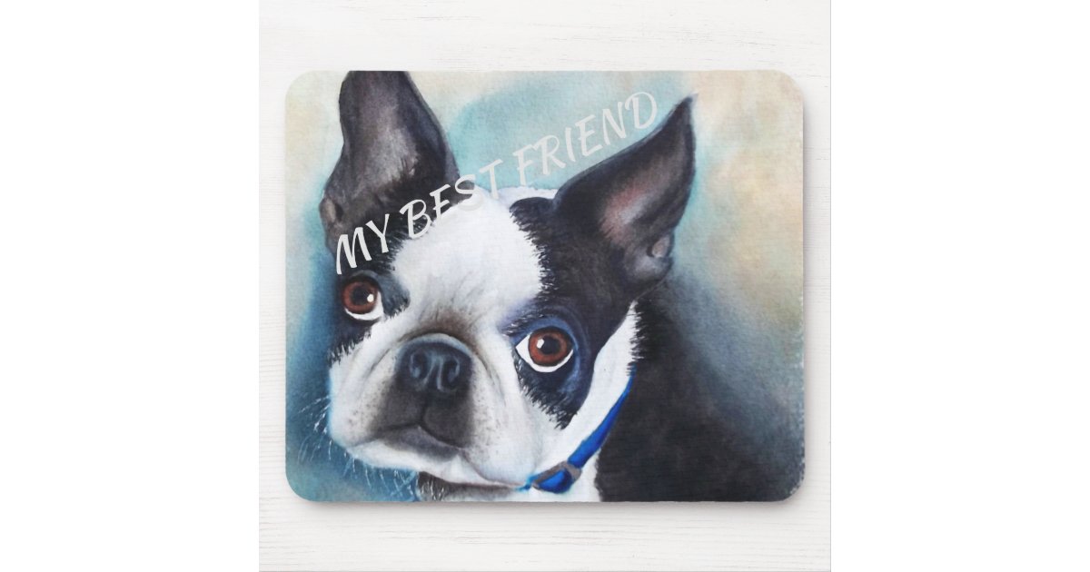 BLACK AND WHITE BOSTON TERRIER MOUSE PAD | Zazzle