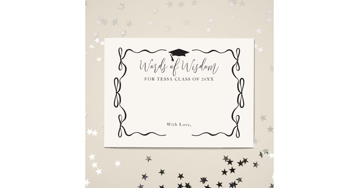 Black and White Bow Girl High School Graduation Enclosure Card | Zazzle