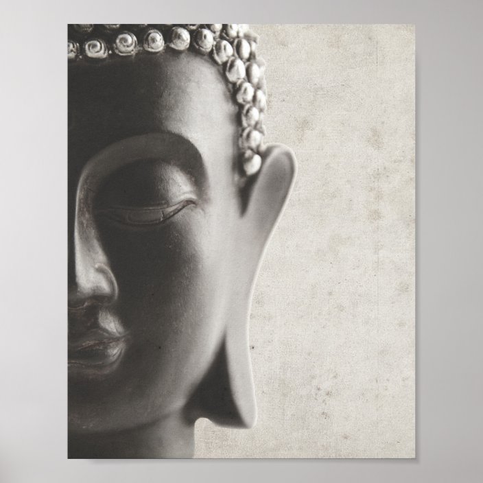 Black and White Buddha Face Poster | Zazzle.com