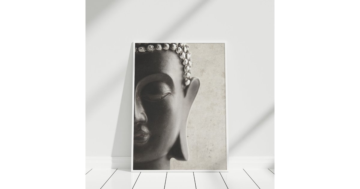 Black and White Buddha Face Poster | Zazzle