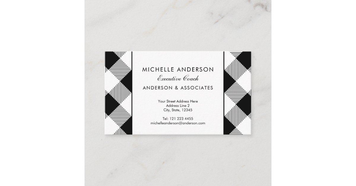 Black and White Buffalo Check Business Consultant Business Card | Zazzle