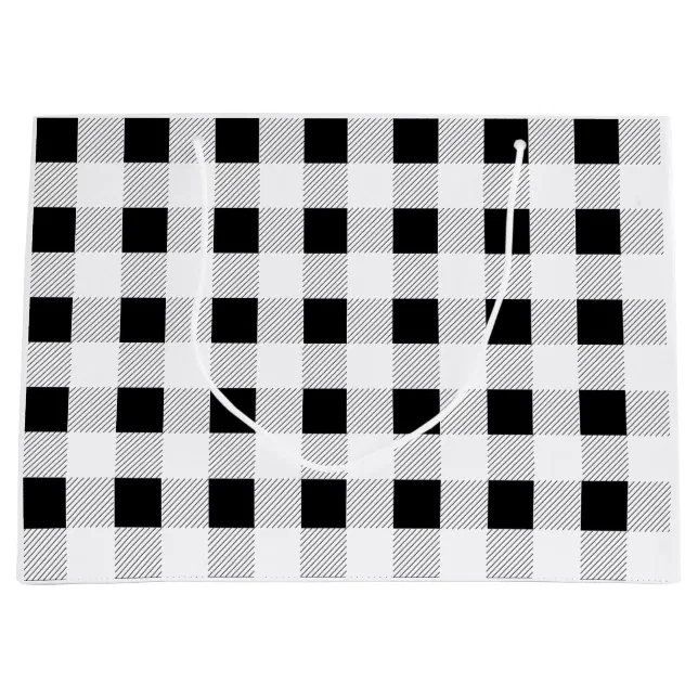 Black and White Buffalo Check | Farmhouse Large Gift Bag | Zazzle