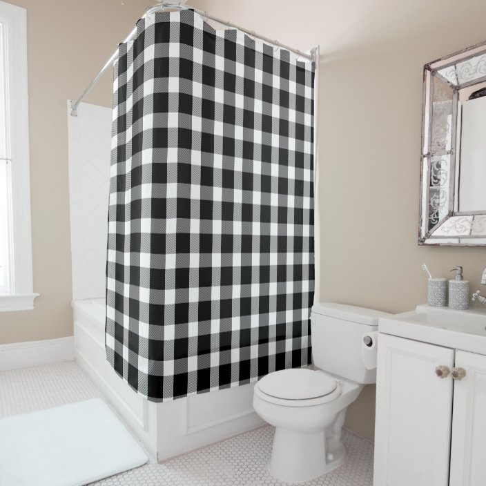 Black and White Buffalo Check Pattern Shower Curtain | Zazzle.com