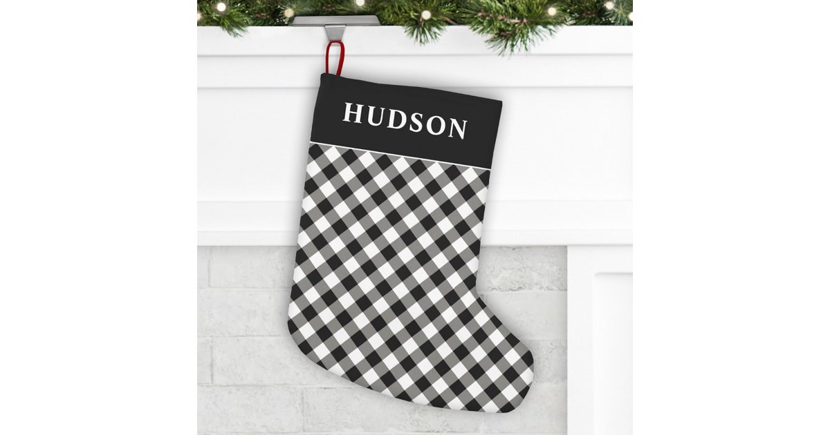 Black and White Buffalo Check Plaid Holiday Small Christmas Stocking ...