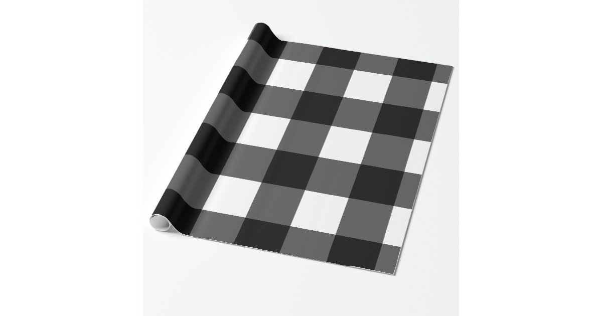 Black and White Buffalo Check Wrapping Paper | Zazzle