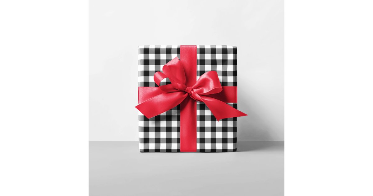 Black and White Buffalo Check Wrapping Paper | Zazzle