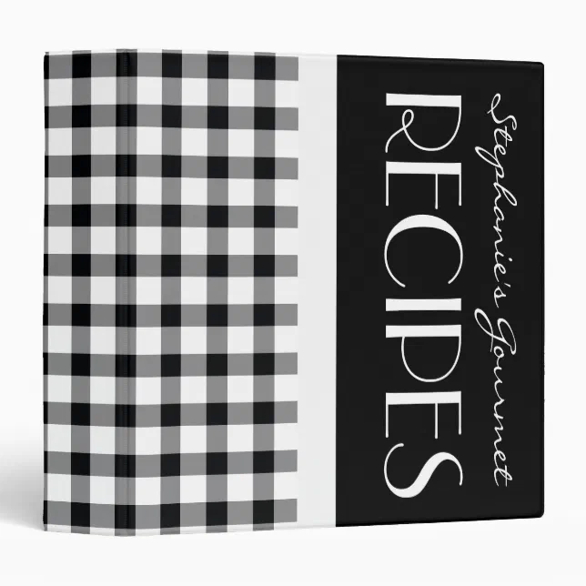 Black and White Buffalo Checks Plaid Recipe Binder | Zazzle