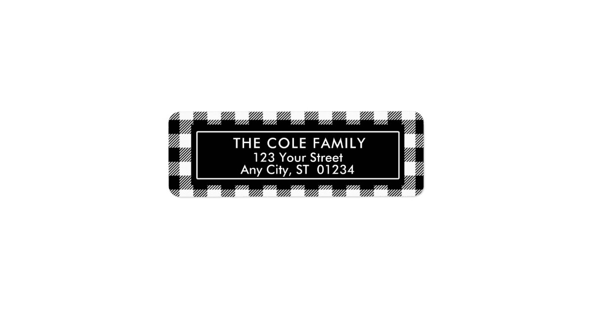 Black and White Buffalo Plaid Address Label | Zazzle