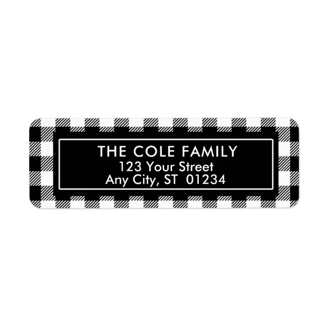 Black and White Buffalo Plaid Address Label | Zazzle