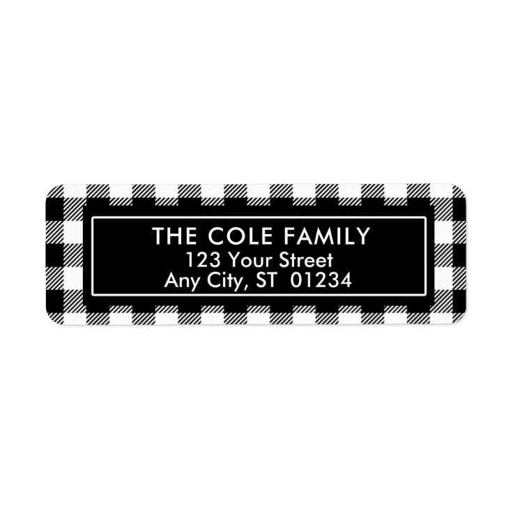 Black and White Buffalo Plaid Address Label | Zazzle