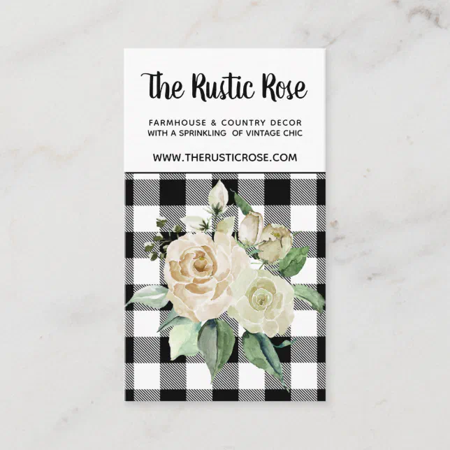 Black and White Buffalo Plaid Farmhouse Business C Business Card | Zazzle