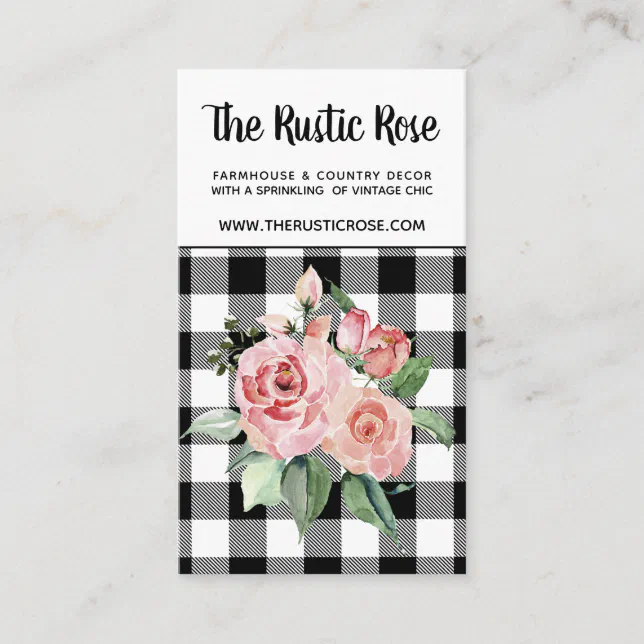 Black and White Buffalo Plaid Farmhouse Business Card | Zazzle
