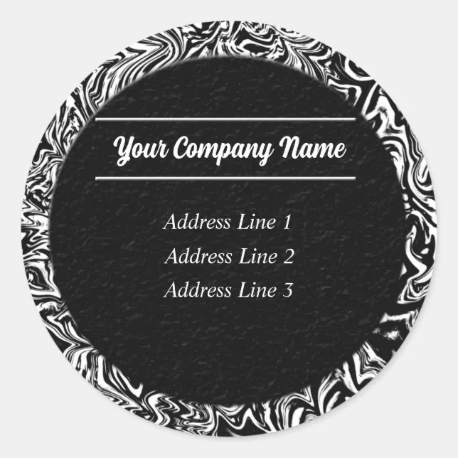 Black and White Business Address Classic Round Sticker | Zazzle