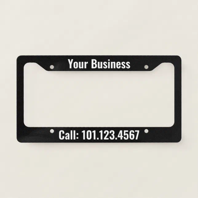 Black and White Business Advertising Template License Plate Frame | Zazzle