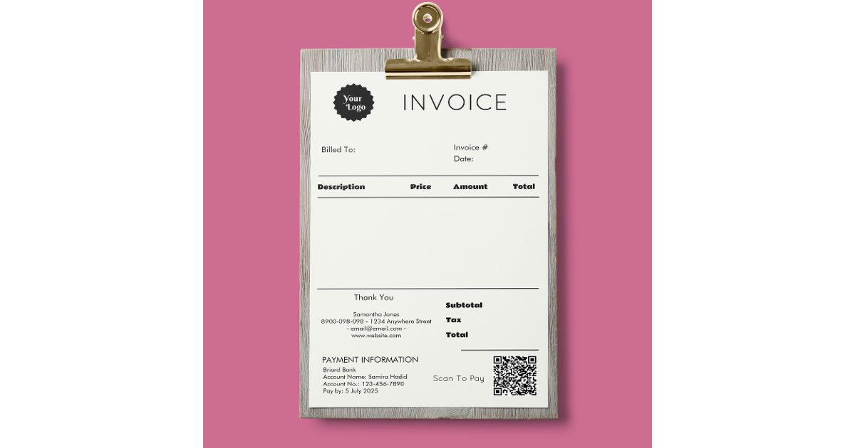 Black And White Business Invoice Sales Receipt | Zazzle