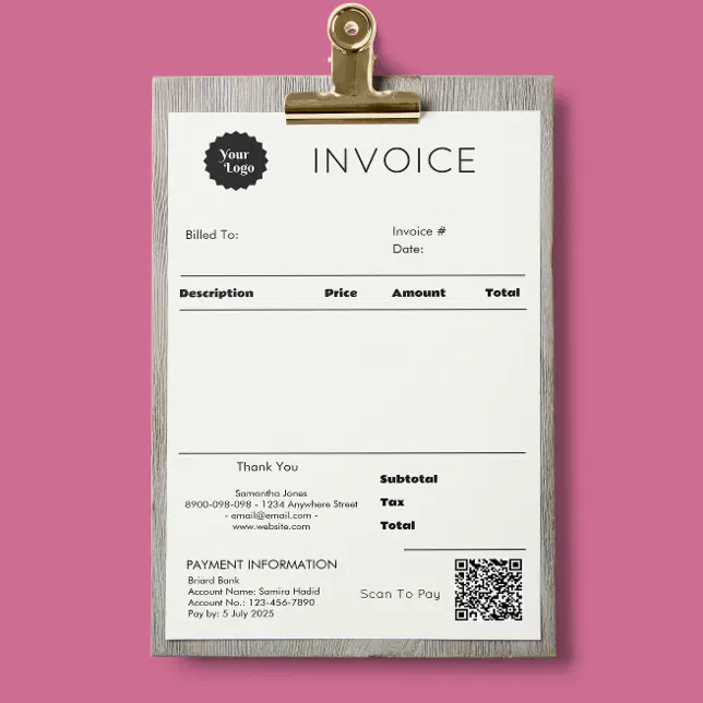Black And White Business Invoice Sales Receipt | Zazzle