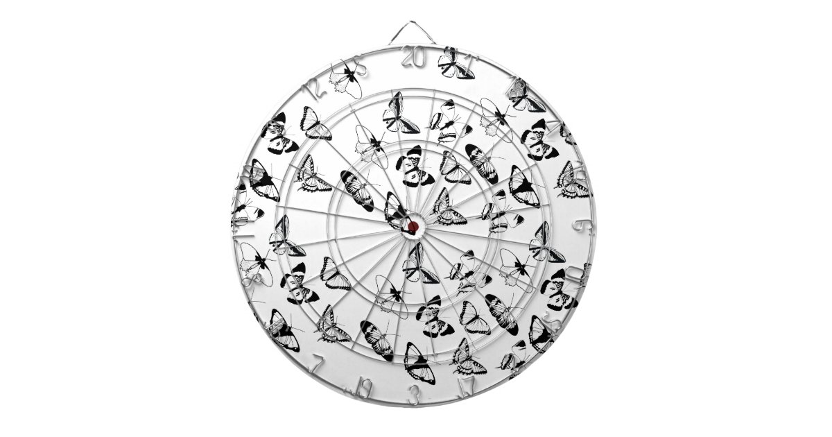 Black and White Butterflies Wedding Dart Board | Zazzle