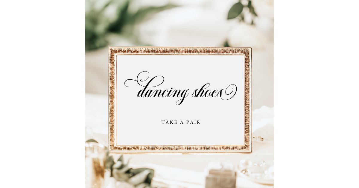 Black and White Calligraphy Dancing Shoes Sign | Zazzle