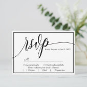 Black And White Calligraphy Script Wedding RSVP Card | Zazzle