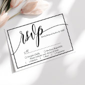 Black And White Calligraphy Script Wedding RSVP Card | Zazzle