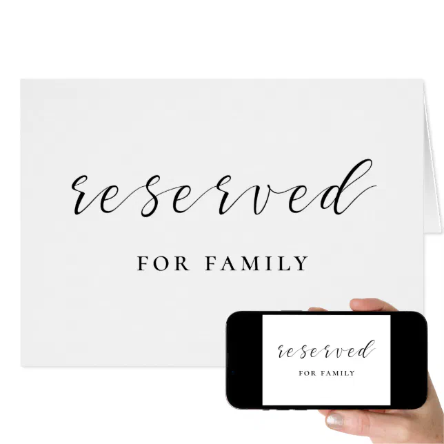 Black and white calligraphy wedding reserved sign | Zazzle
