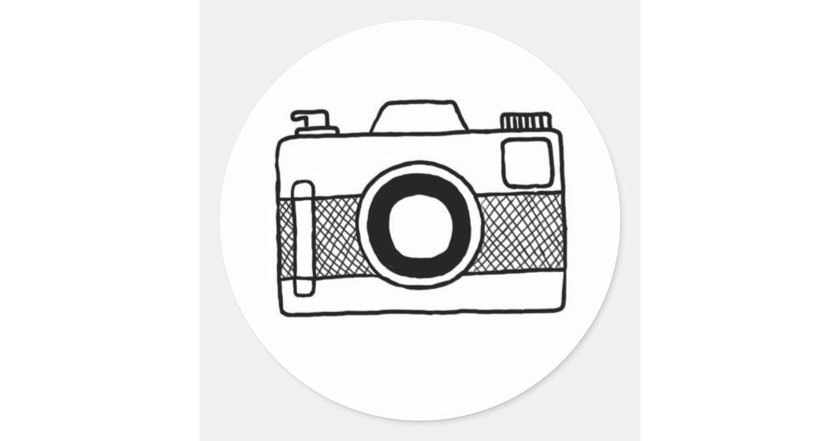 Black and White camera doodle sticker | Zazzle
