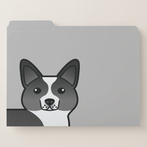 Black And White Cardigan Welsh Corgi Cartoon Dog File Folder | Zazzle