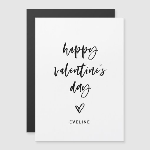 Black and White Casual Script and Heart Valentine Magnetic Invitation ...