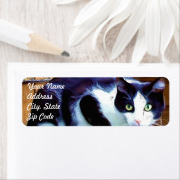 Black and White Cat Address Labels | Zazzle