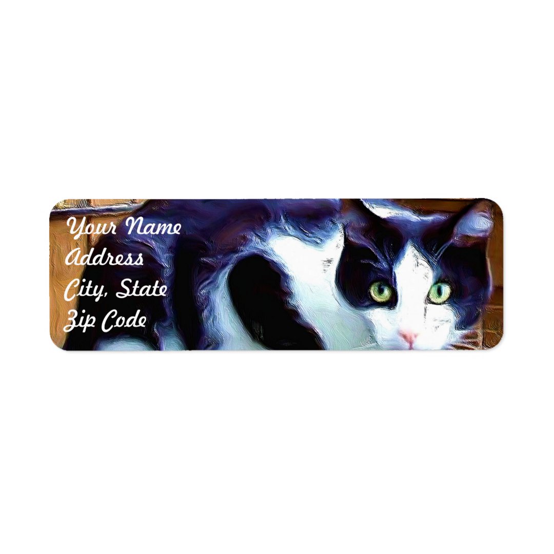 Black and White Cat Address Labels | Zazzle