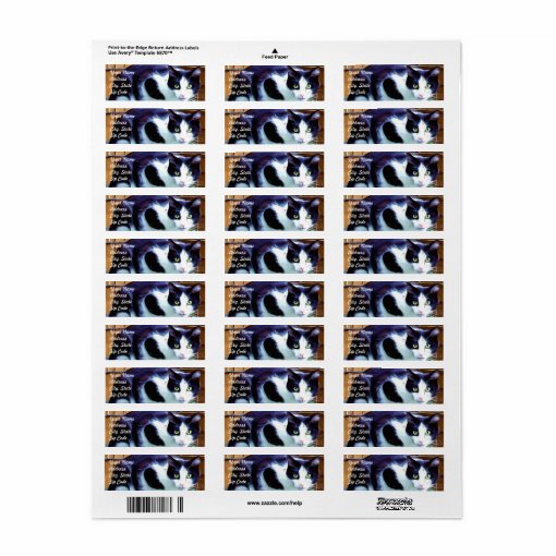 Black and White Cat Address Labels | Zazzle