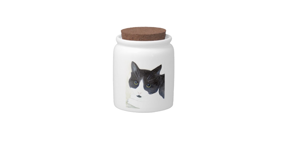 Black and White Cat Candy Jar | Zazzle