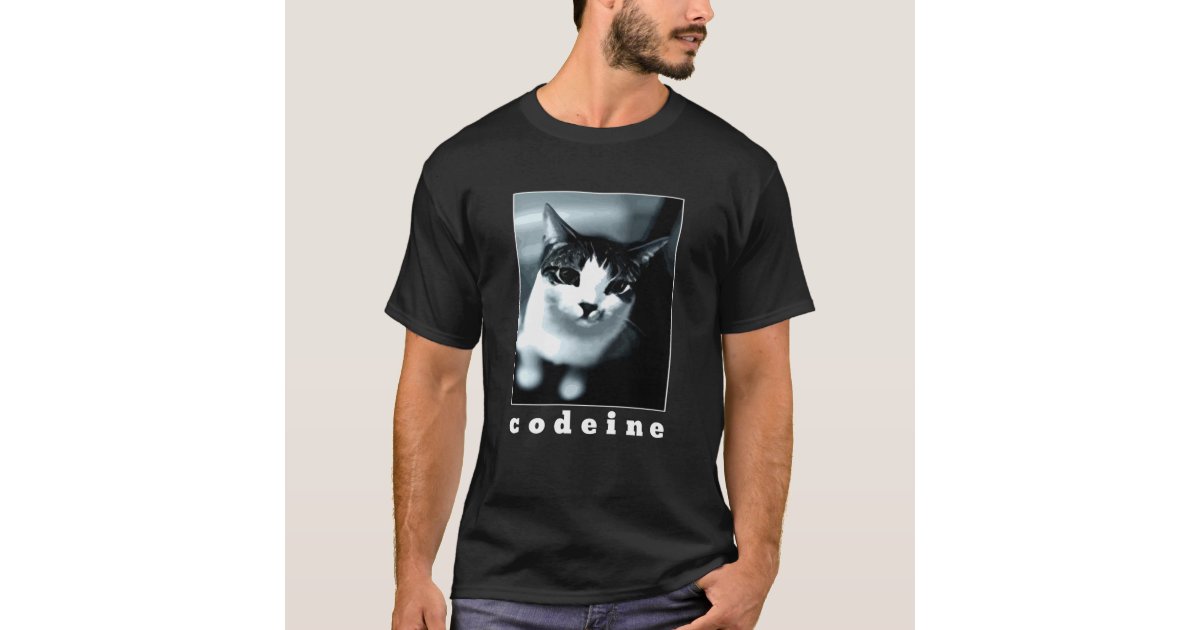 Black And White Cat Codeine T-Shirt | Zazzle