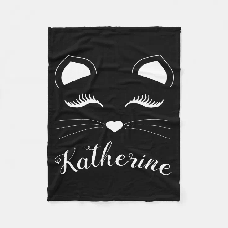 Black and White Cat Face Fleece Blanket | Zazzle