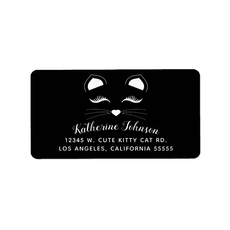 Black and White Cat Face Label | Zazzle