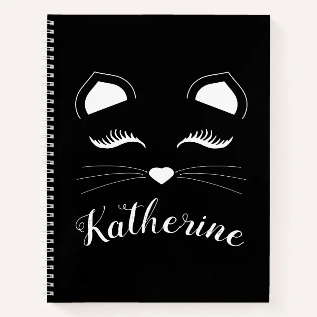 Black and White Cat Face Notebook | Zazzle