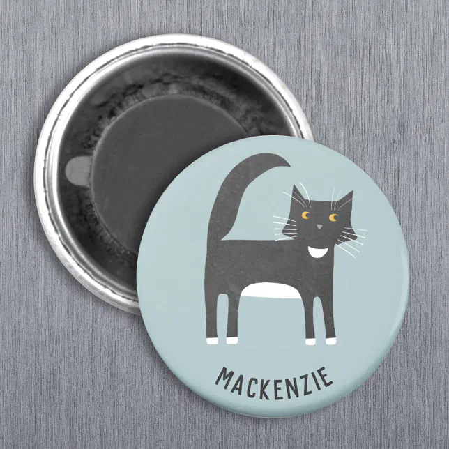 Black and White Cat Personalized Magnet | Zazzle