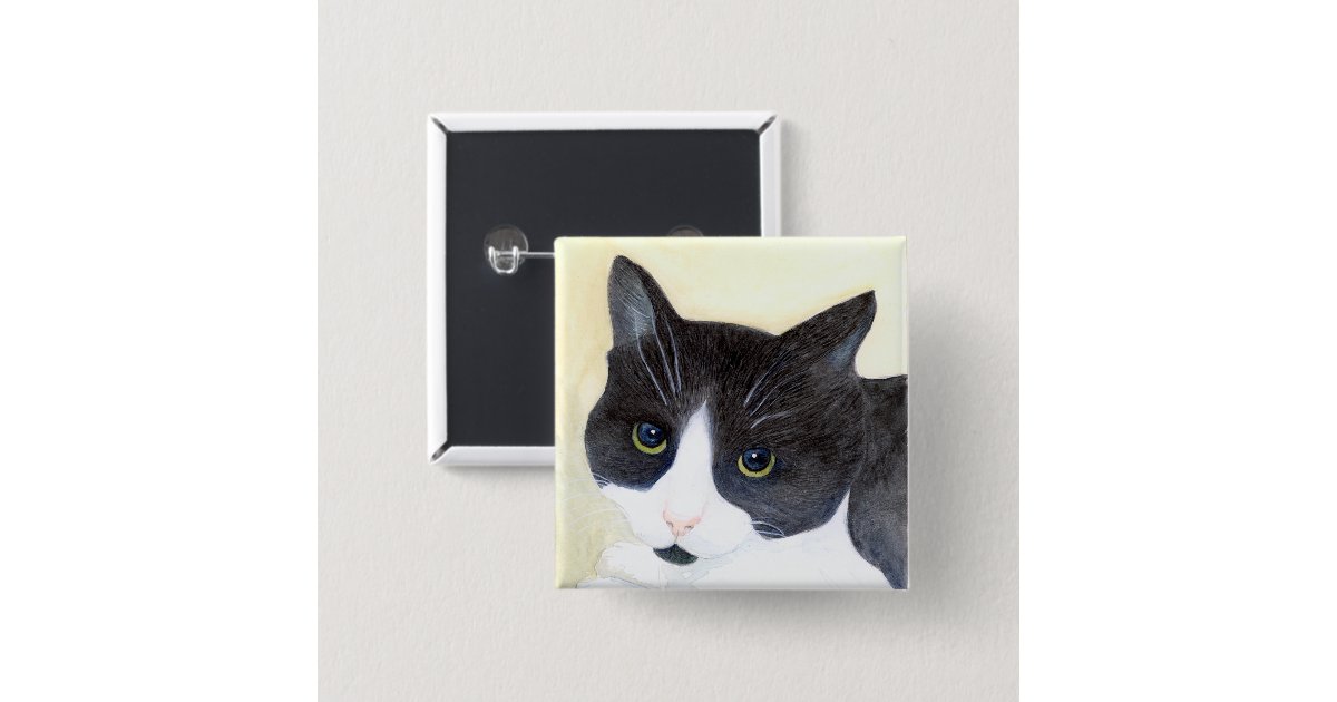 Black and White Cat Pinback Button | Zazzle