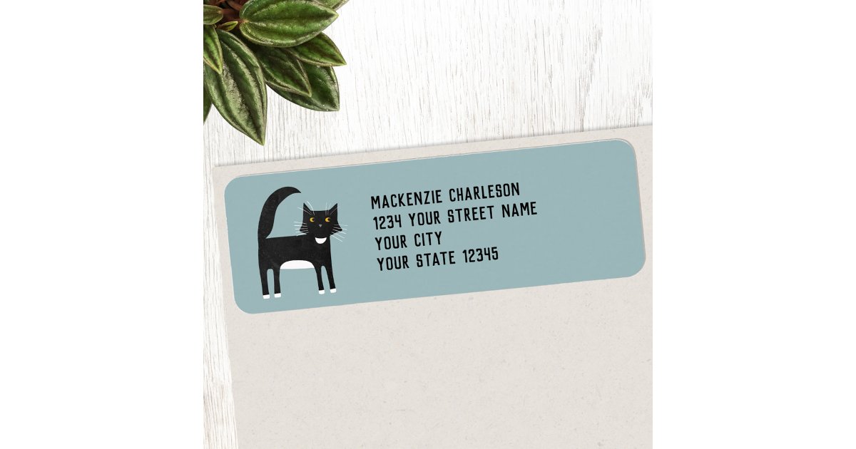 Black and White Cat Return Address Label | Zazzle