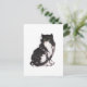 Black and white cat sumie postcard | Zazzle