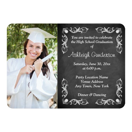Black and White Chalkboard Photo Graduation Invite | Zazzle.com